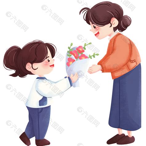 教师节温馨手绘学生献花创意插画平面广告素材免费下载图片编号9455977 六图网