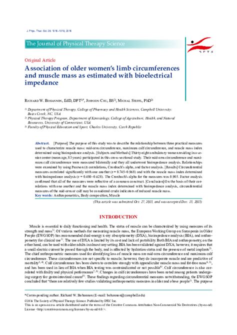 Pdf Estimation Of Whole Body Skeletal Muscle Mass By Bioelectrical Impedance Analysis In The