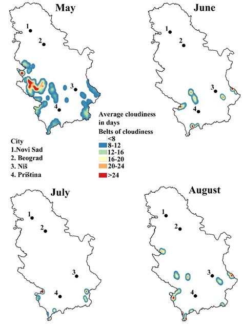 Average Distribution Of Cloudiness May June July August In The Download Scientific Diagram