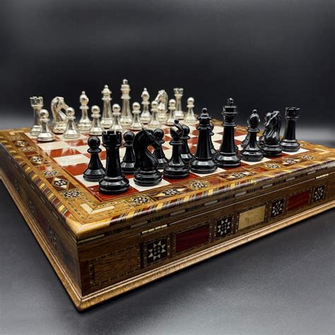 15 Luxury Chess Set Personalized Wooden Chess Board With Storage Metal