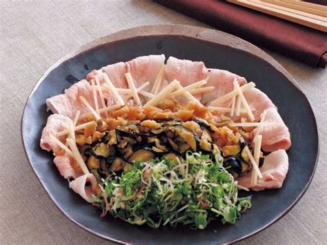 豚しゃぶと塩もみなすの薬味あえ