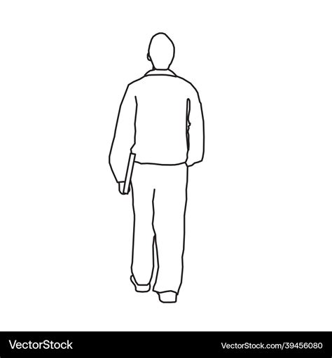 Design Sketch Of A Teenage Boy Walking Backwards Vector Image