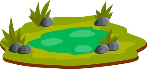Pond And Swamp Lake Landscape With Grass Stones Platform And Ground