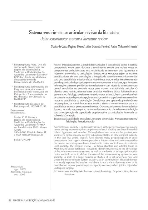 pdf joint sensorimotor system a literature review