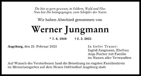 Traueranzeigen Augsburger Allgemeine Zeitung