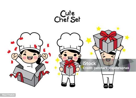 귀여운 요리사 캐릭터 세트 요리사 유니폼에 설정 된 문자입니다 Vecter 미식가에 대한 스톡 벡터 아트 및 기타 이미지