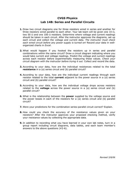 lab 13b series and parallel circuits