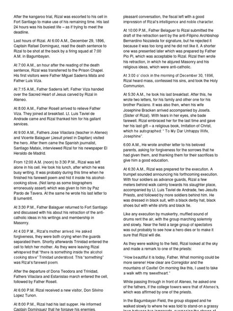 Rizals Last Hours Pdf Philippines Burial