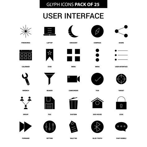 User Interface Glyph Vector Icon Set Vector Art At Vecteezy