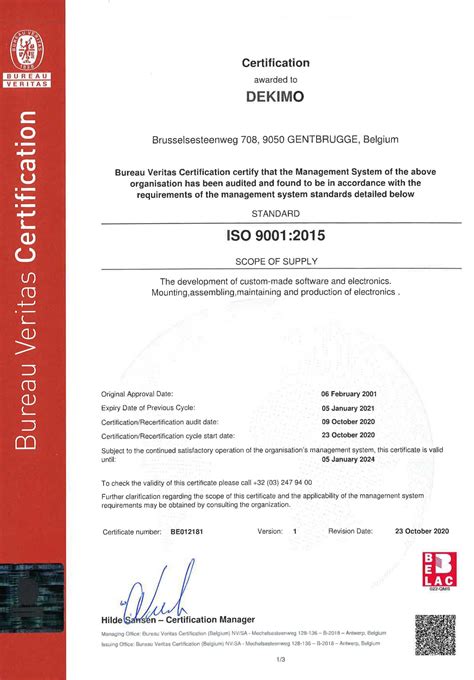 Iso9001 2015 Certificate Dekimo Dekimo