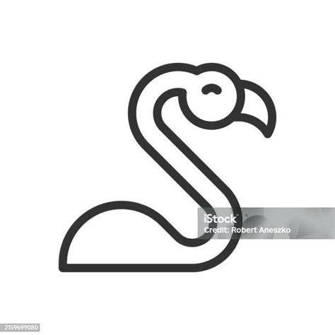 흰색 배경에 Flamingo 선 벡터 아이콘입니다 편집 가능한 획 벡터 일러스트 레이 션 상징 홍학에 대한 스톡 벡터 아트 및 기타 이미지 Istock