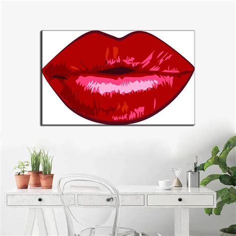 Buy New Impressionist Sexy Red Lips Canvas Painting