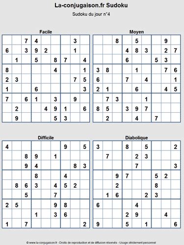 Sudoku Grile Du Jour à Imprimer