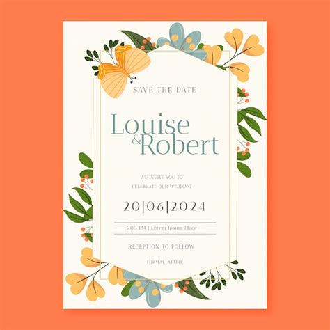 Premium Vector Flat Design Wedding Invitation Template