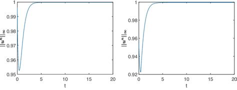 The Evolution Graphs Of The Maximum Norm Of The Solution With Time