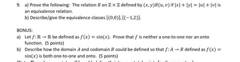 Solved 9 A Prove The Following The Relation R On Z×z