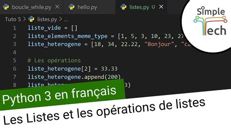 Apprendre Python Les Listes et leurs opérations append pop insert slice del