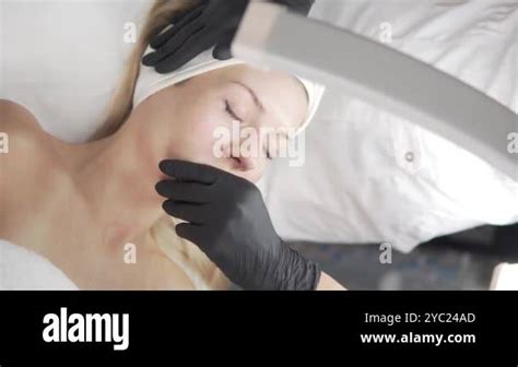 Buccal Facial Massage Close Up Women Doing Cheekbone Massage In A