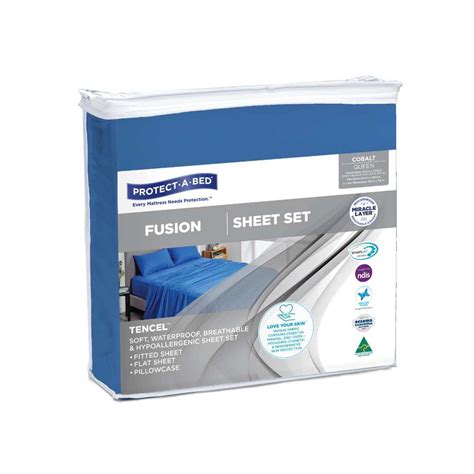 protect a bed fusion waterproof sheet set queen cobalt joya medical