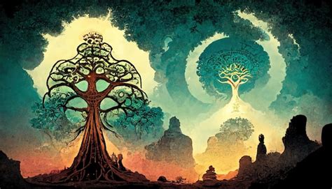 Símbolo sagrado da árvore da vida prosperidade da individualidade e ilustração d do conceito