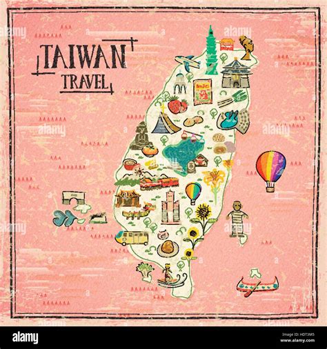 Taiwan Travel Map In Hand Drawn Style Stock Vector Image Art Alamy