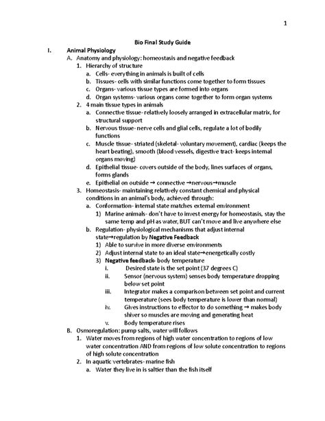 Bio 172 Final Study Guide Chapman Csankovski Bio Final Study Guide