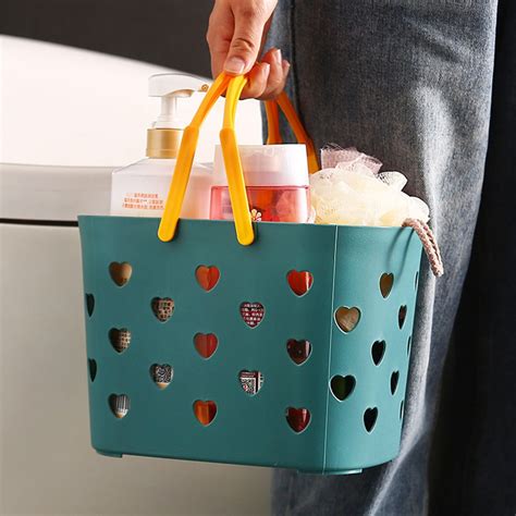 Badu Bg Преносим душ Caddy Tote Сърцевидна куха пластмасова кошница за