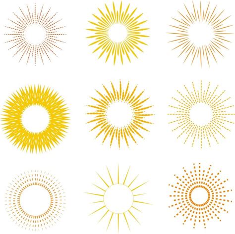 Premium Vector 9 Dazzling Sunburst Ornaments Golden Hues Dominate The
