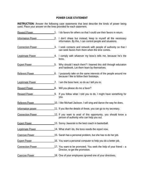 Power Case Statement Pdf