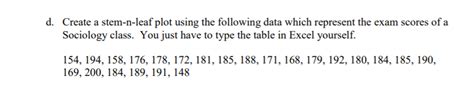 Solved 2 You Will Be Creating 4 Graphs Using Excel Excel