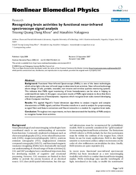 Pdf Recognizing Brain Activities By Functional Near Infrared Spectroscope Signal Analysis