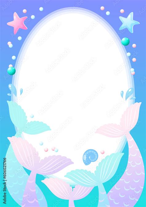 Under The Sea Background Template Cute Frame Of Mermaid Tails With