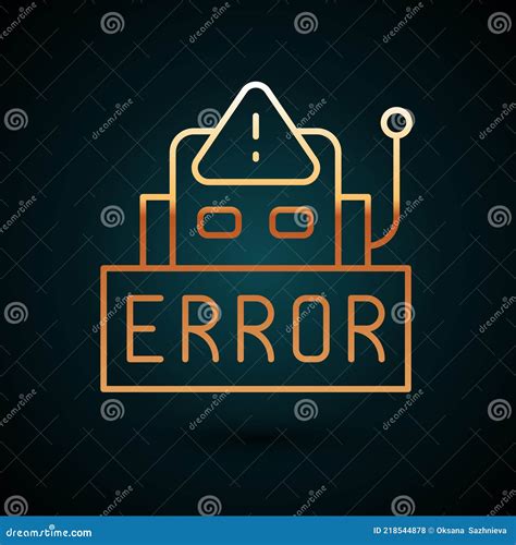 Gold Line Error In The Operation Program Of The Robot Icon Isolated On