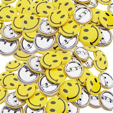 LIGHTER HOUSE Mini Metal Smiley Smile Face Button Pins 40 Pieces Lot