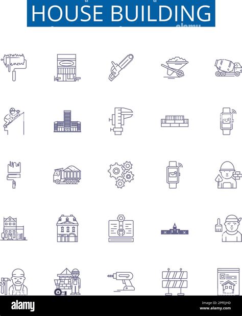 House Building Line Icons Signs Set Design Collection Of Construction