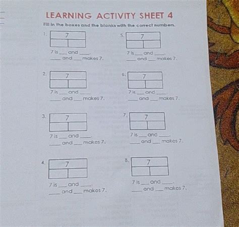 Learning Activity Sheet Fili In The Boxes Studyx