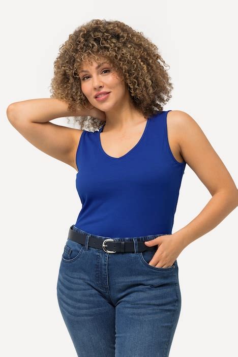 Débardeur en pur coton col en V coupe Classic Fit T Shirts Tops