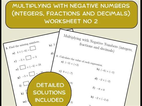 Multiplying With Negative Numbers Integers Fractions And Decimals