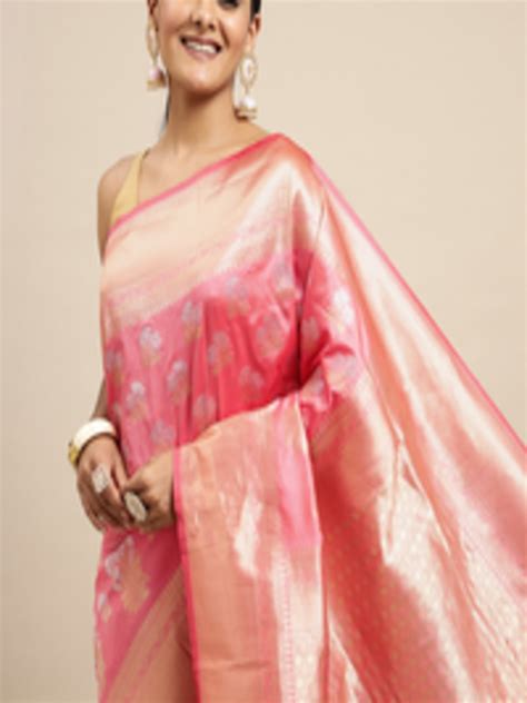 Buy Royal Rajgharana Saree Peach Coloured Ethnic Motifs Zari Silk Blend