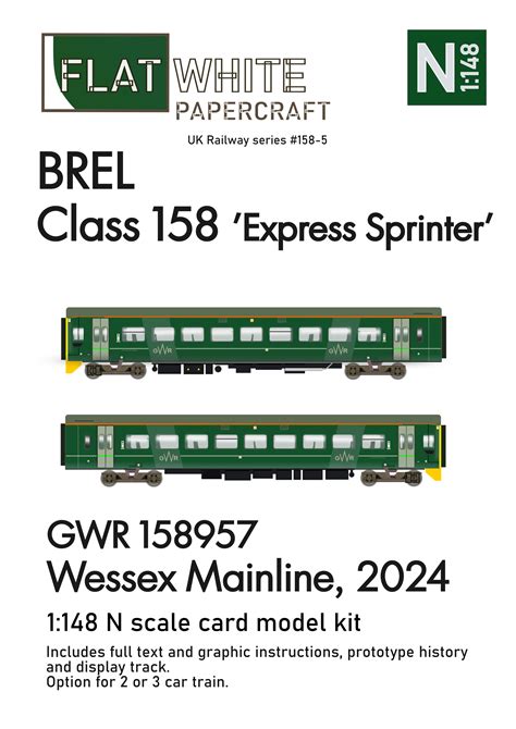1 148 Class 158 Gwr Green Paper Model Ecardmodels