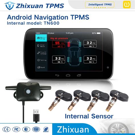 Auto Part Android Navigation USB TPMS With Internal Sensors Real Time Alarm Tire Pressure