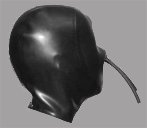 1 05mm Thick Single Skinned Latex Hood With Nose Pipes And No Eye Slits