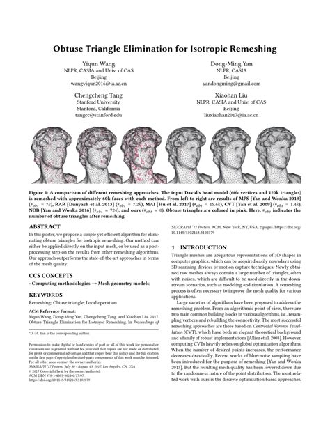 Pdf Obtuse Triangle Elimination For Isotropic Remeshing