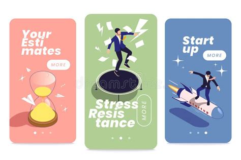 Productivity Improvement Vertical Banners Stock Illustration