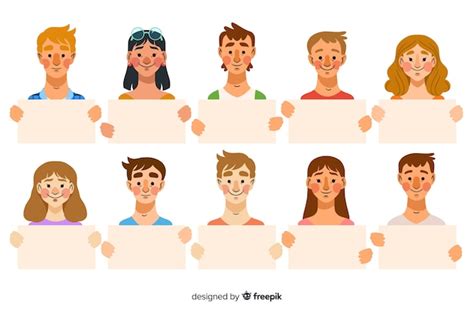 Free Vector People Holding Blank Placard Collectio