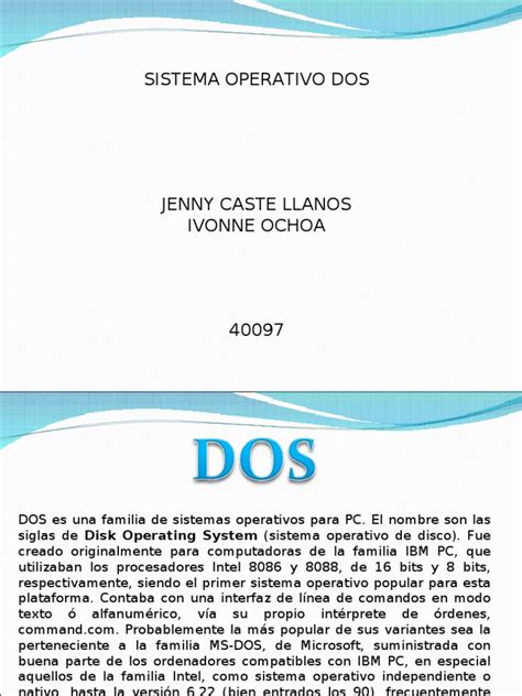 Sistema Operativo Dos Dos Software Del Sistema