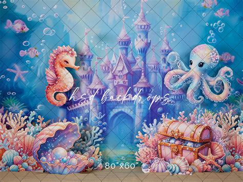 Mermaid Under The Sea Photo Backdrop For Summer Cake Smash Photoshoot