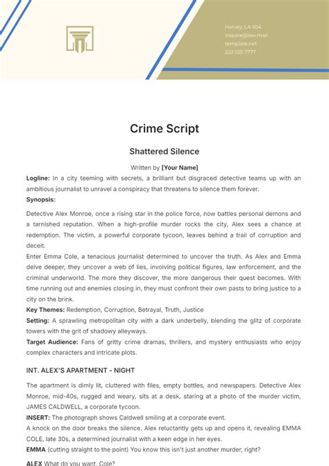 Free Shooting Script Template To Edit Online