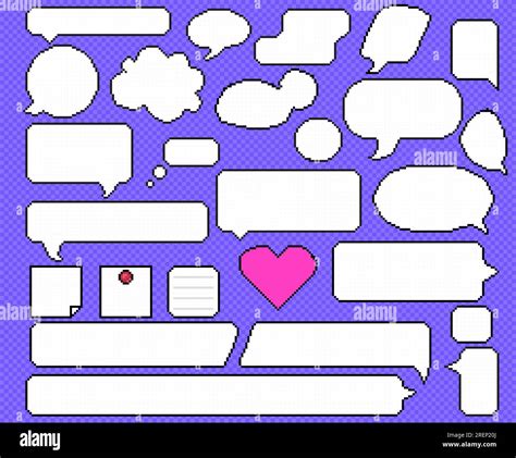 Pixel Dialog Set Speech Bubbles Dialog Note Thought All Elements