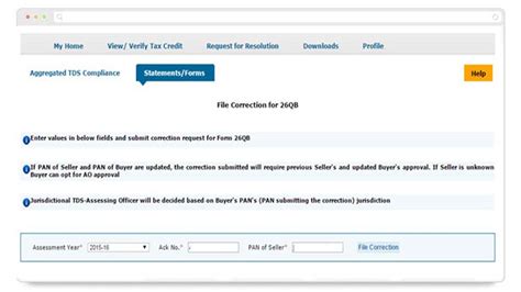 Quick To Correct Form 26qb Online On The Traces Website